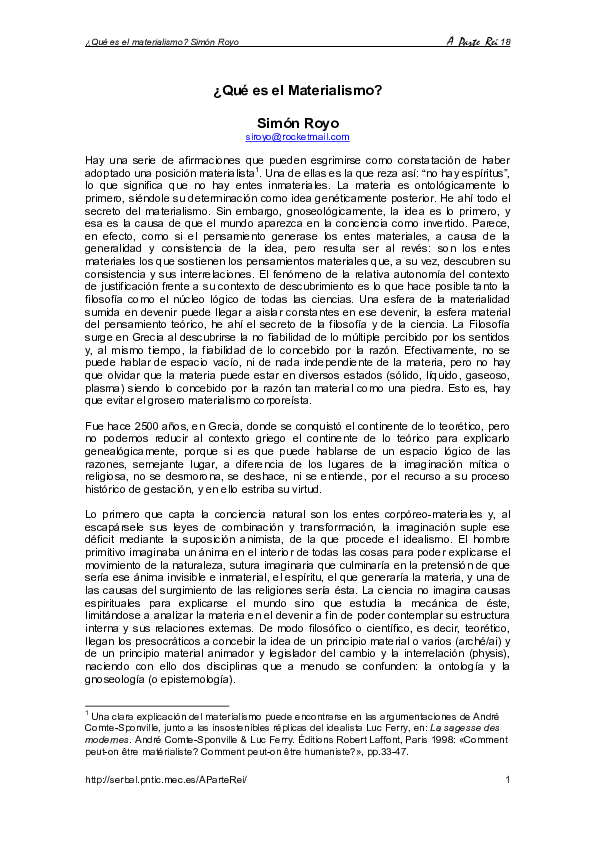 (PDF) Qué es el Materialismo