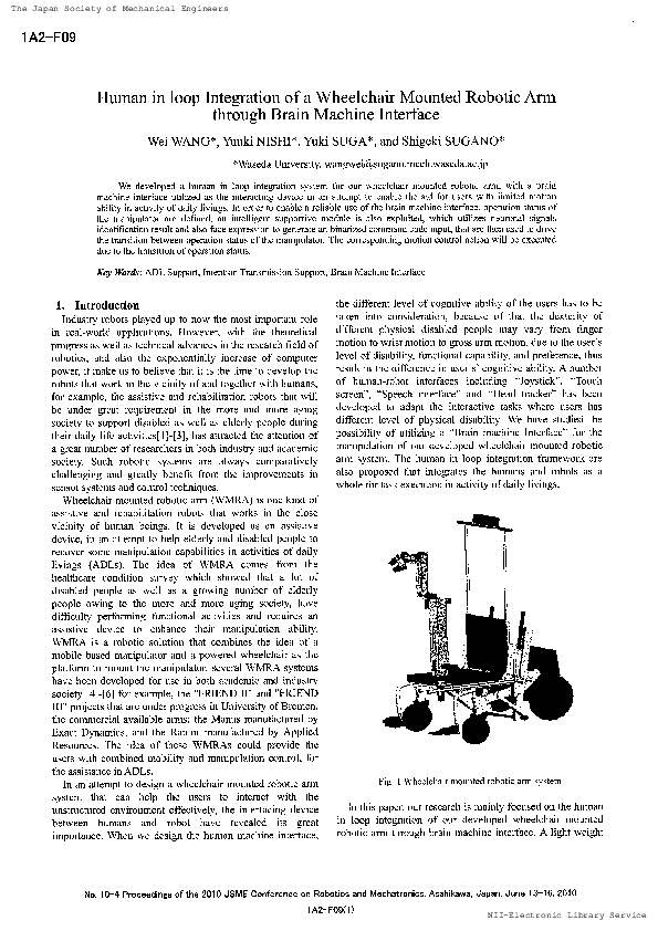 (PDF) 1A2-F09 Human in loop Integration of a Wheelchair Mounted Robotic ...