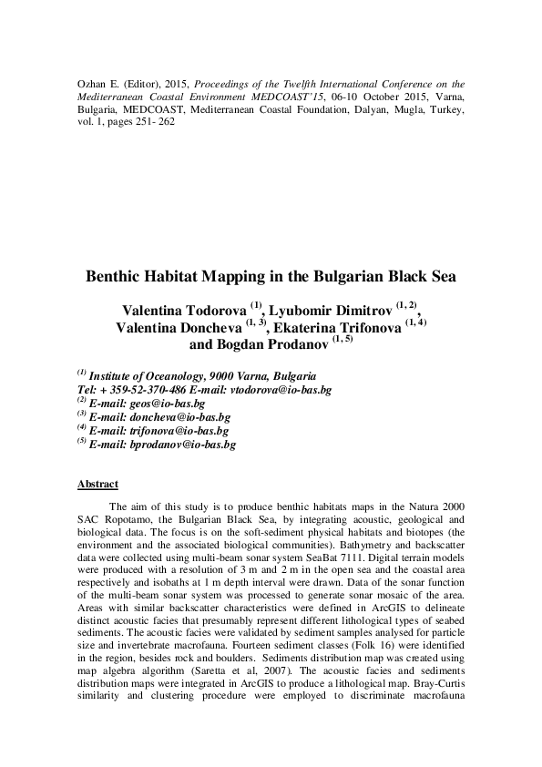 (PDF) Benthic Habitat Mapping in the Bulgarian Black Sea