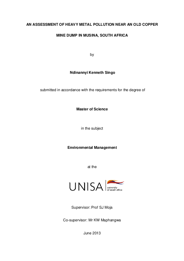 (PDF) An assessment of heavy metal pollution near an old copper mine ...