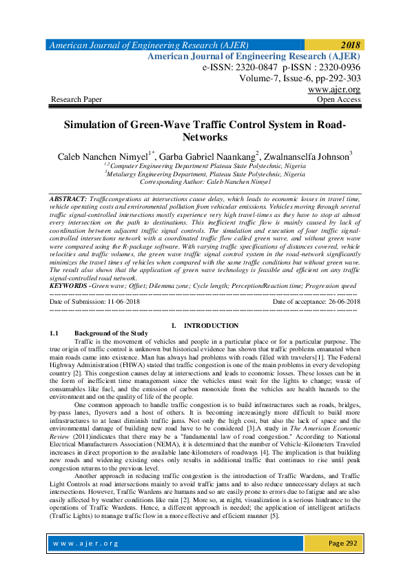 (PDF) Simulation of Green-Wave Traffic Control System in Road- Networks