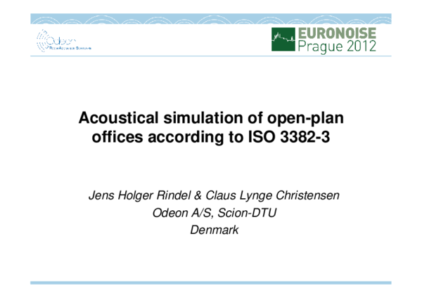 (PDF) Acoustical simulation of open-plan offices according to ISO 3382-3
