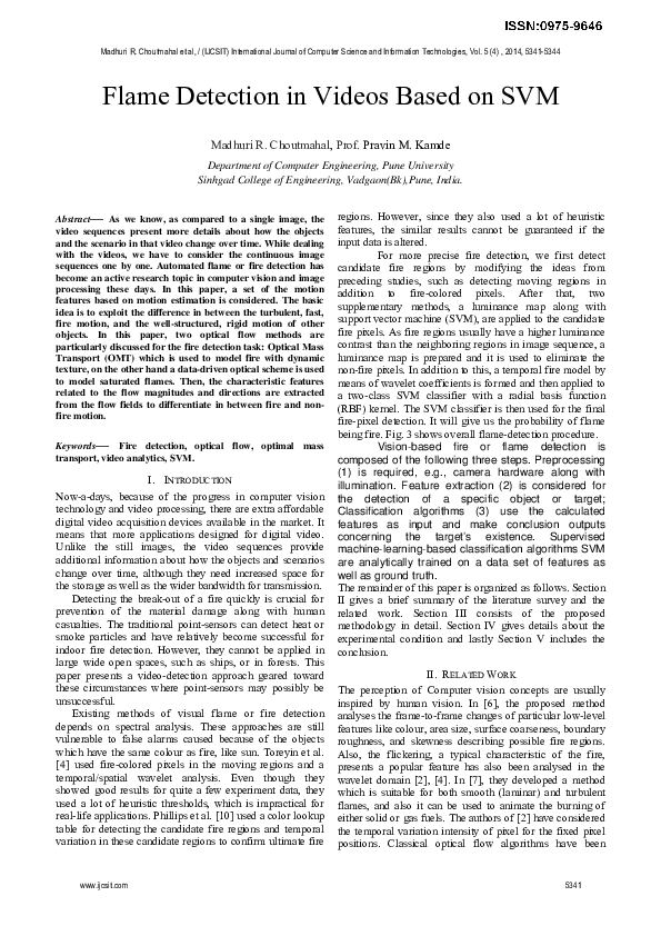 (PDF) Flame Detection in Videos Based on SVM