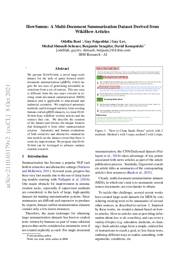 (PDF) HowSumm: A Multi-Document Summarization Dataset Derived from ...