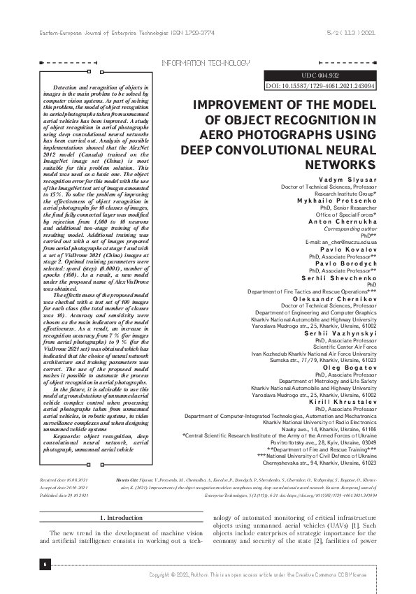 (PDF) Improvement of the model of object recognition in aero photographs using deep ...