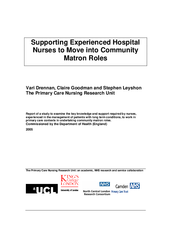 (PDF) Supporting experienced hospital nurses to move into community ...