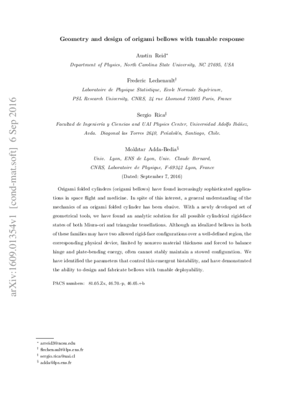 (PDF) Geometry and design of origami bellows with tunable response