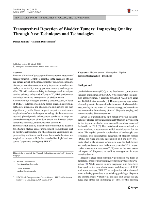 (PDF) Transurethral Resection of Bladder Tumors: Improving Quality ...
