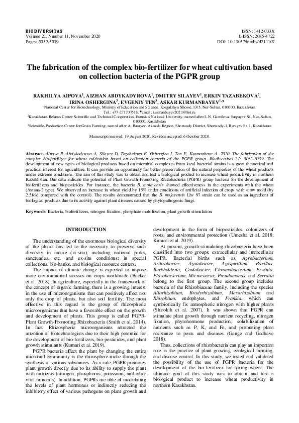 (PDF) The fabrication of the complex bio-fertilizer for wheat ...