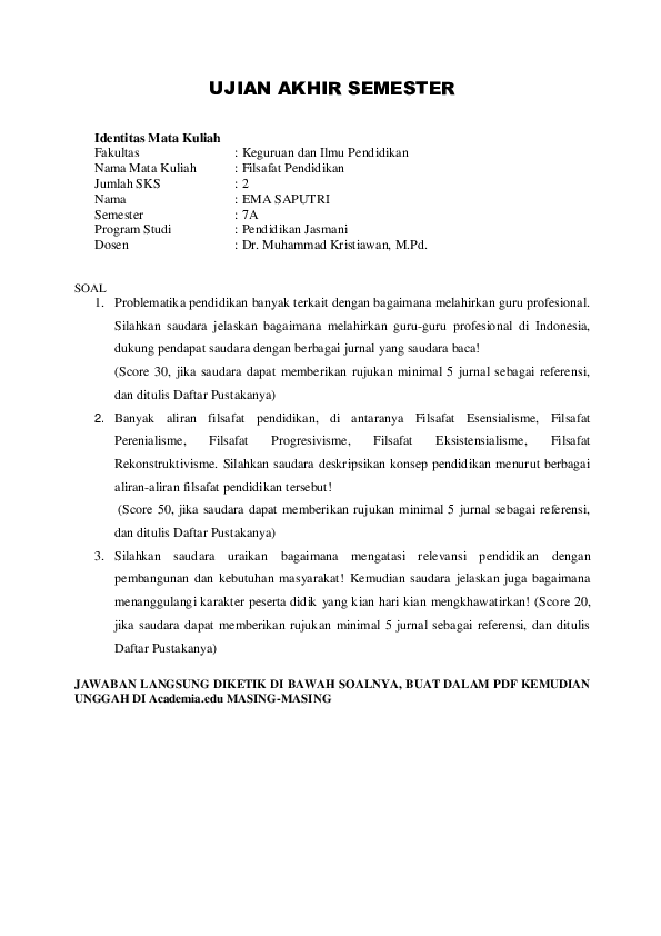 (PDF) UJIAN AKHIR SEMESTER