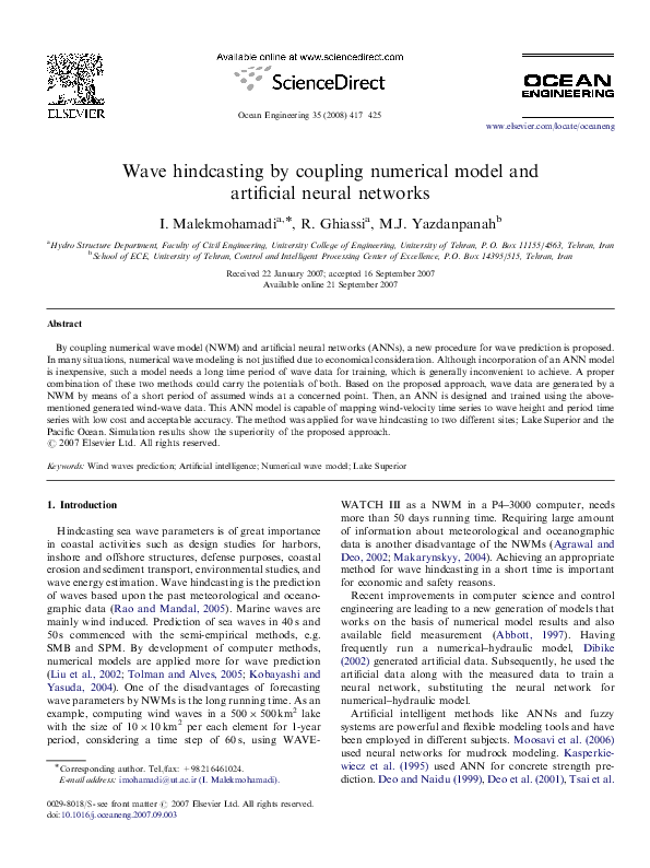 (PDF) Wave hindcasting by coupling numerical model and artificial ...