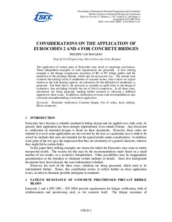 (PDF) Considerations on the Application of Eurocodes 2 and 4 for ...