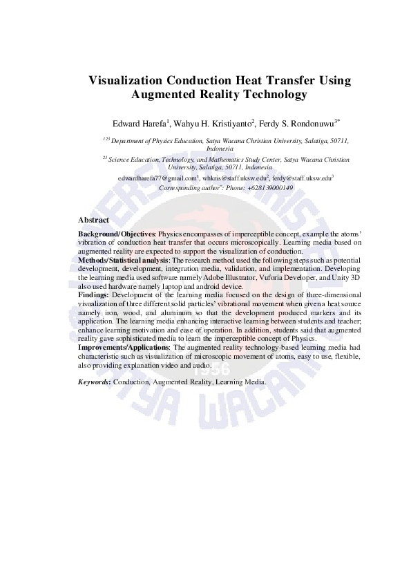 (PDF) Visualization of Conduction Heat Transfer using Augmented Reality ...