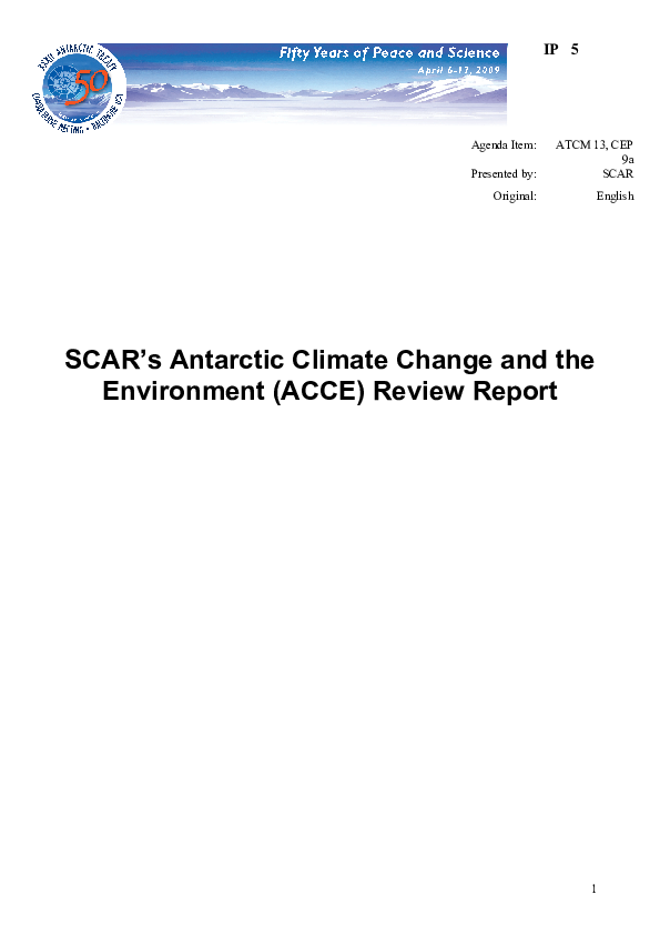 (PDF) SCAR’s Antarctic Climate Change and the Environment (ACCE) Review ...