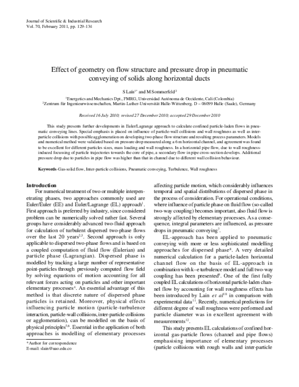 Pdf Effect Of Geometry On Flow Structure And Pressure Drop In