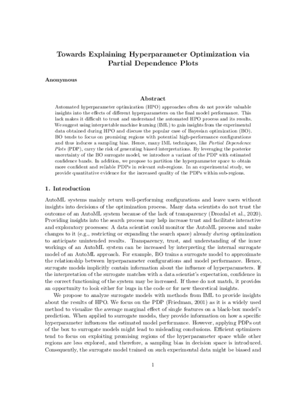 (PDF) Towards Explaining Hyperparameter Optimization via Partial Dependence Plots