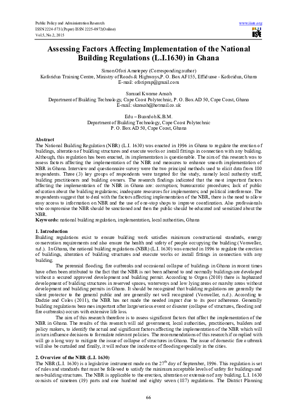 (PDF) Assessing Factors Affecting Implementation of the National ...