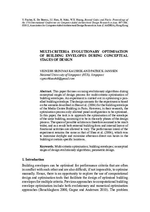 (PDF) Multi-criteria evolutionary optiMisation of Building envelopes during conceptual stages of ...