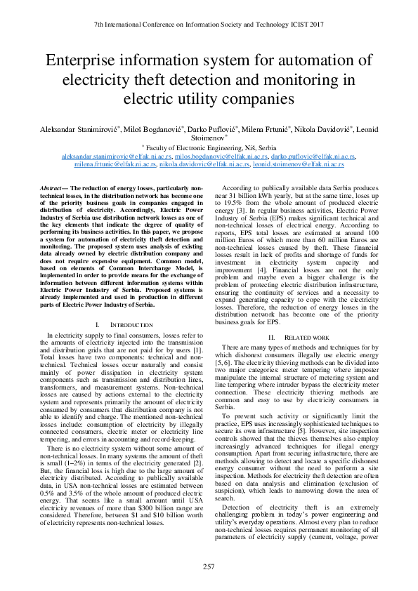 (PDF) Enterprise information system for automation of electricity theft detection and monitoring ...