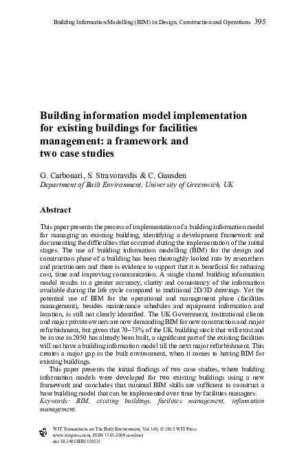 (PDF) Building Information Model Implementation For Existing Buildings ...