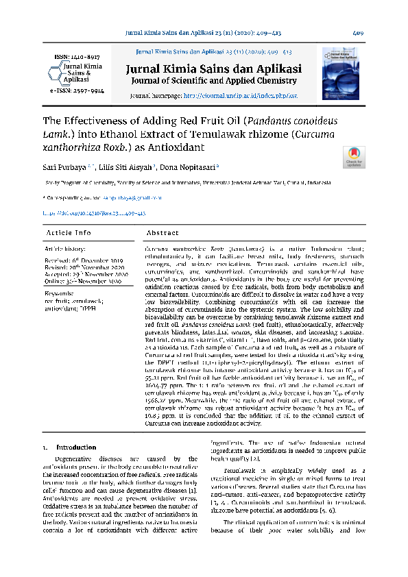 (PDF) The Effectiveness of Adding Red Fruit Oil (Pandanus conoideus ...