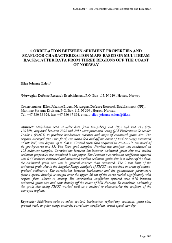 (PDF) Correlation between sediment properties and seafloor characterization maps based on ...