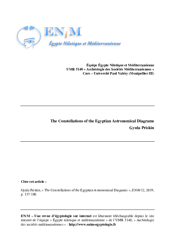 (PDF) The Constellations of the Egyptian Astronomical Diagrams Gyula ...