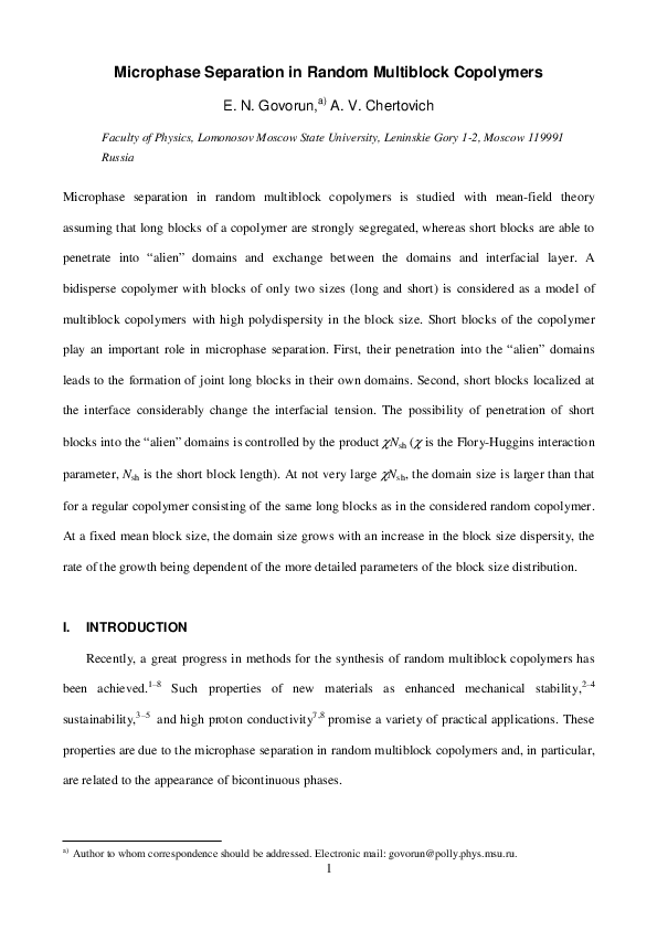 (PDF) Microphase separation in random multiblock copolymers