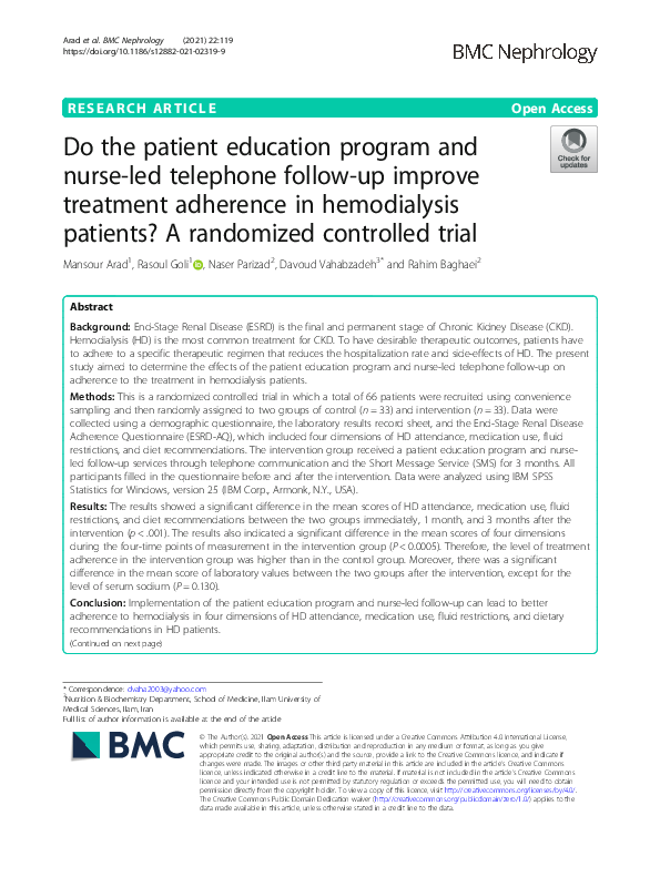 (PDF) Do the patient education program and nurse-led telephone follow ...