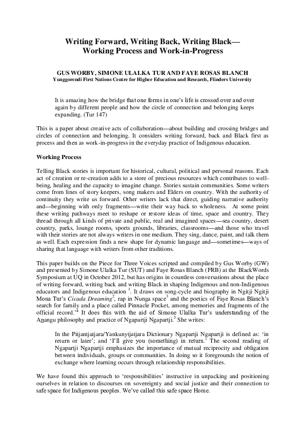(PDF) Writing Forward, Writing Back, Writing Black—Working Process and ...