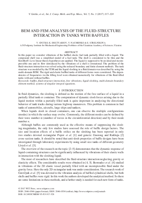 (PDF) BEM and FEM Analysis of the Fluid-Structure Interaction in Tanks ...