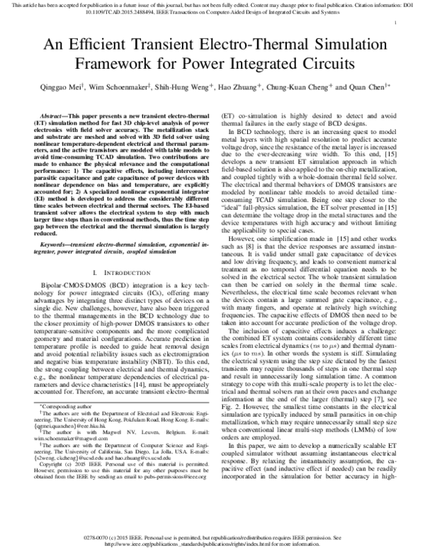 (PDF) An Efficient Transient Electro-Thermal Simulation Framework for ...