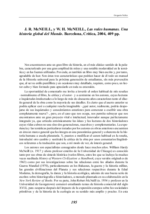 (PDF) J. R. McNeill y W. McNeill. Las redes humanas. Una historia ...