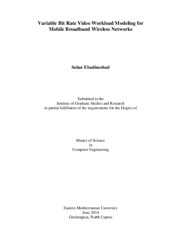 (PDF) Variable Bit Rate Video Workload Modeling for Mobile Broadband Wireless Networks