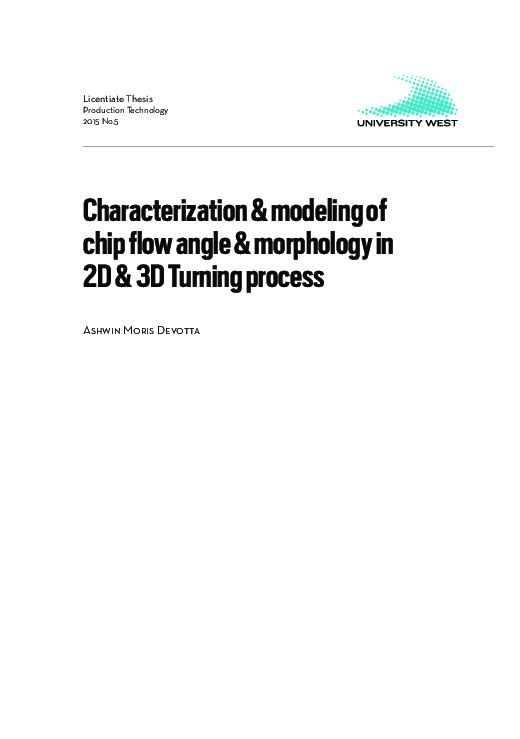 (PDF) Characterization & modeling of chip flow angle & morphology in 2 ...