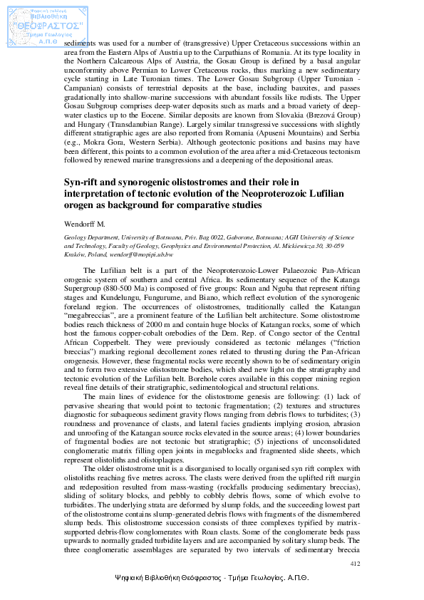(PDF) Syn-rift and synorogenic olistostromes and their role in ...