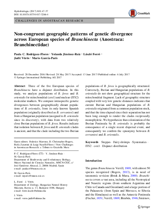 (PDF) Non-congruent geographic patterns of genetic divergence across ...