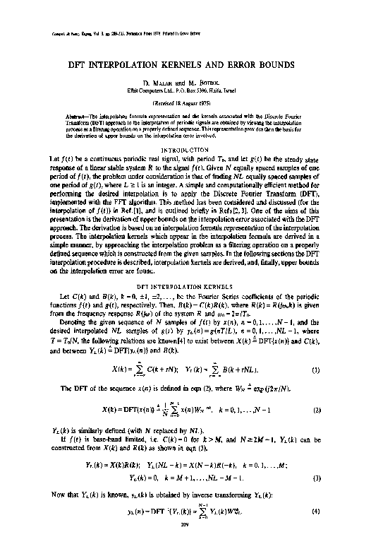 (PDF) DFT interpolation kernels and error bounds