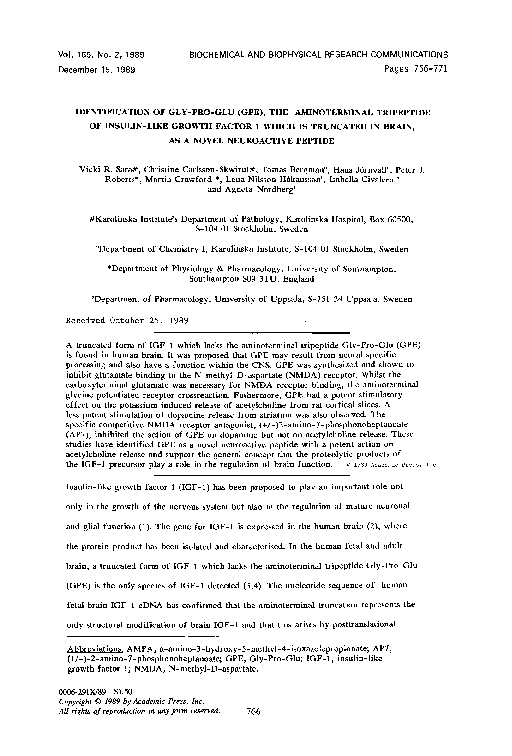 (PDF) Identification of Gly-Pro-Glu (GPE), the aminoterminal tripeptide ...