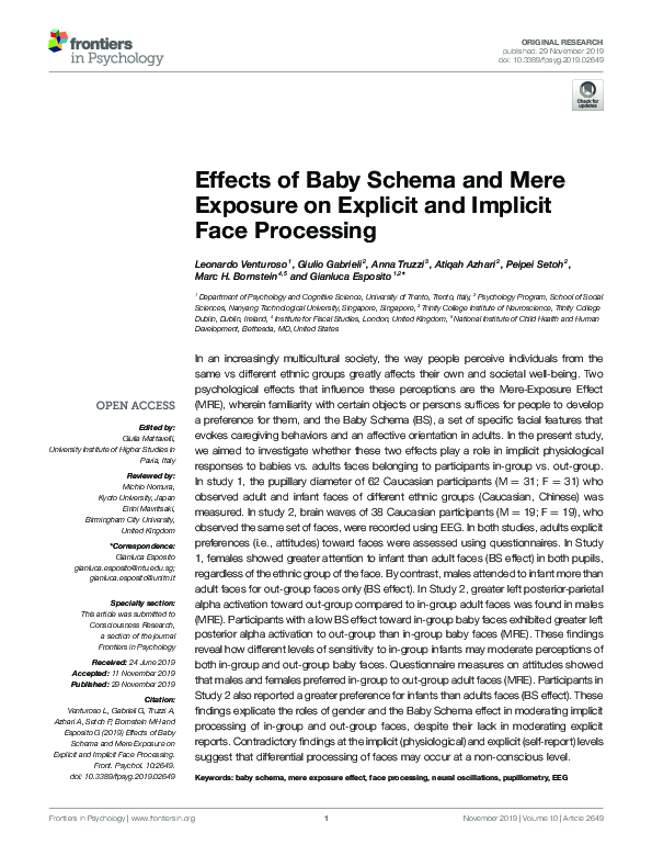 (PDF) Effects of Baby Schema and Mere Exposure on Explicit and Implicit ...