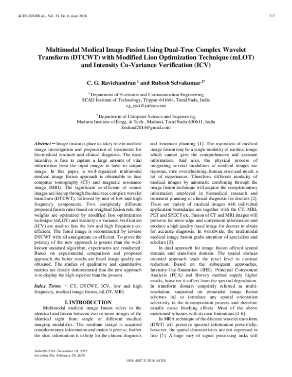 (PDF) Multimodal Medical Image Fusion Using Dual-Tree Complex Wavelet Transform ( DTCWT ) with ...