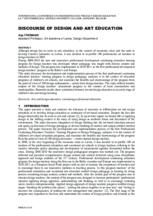 (PDF) Discourse of Design and Art Education