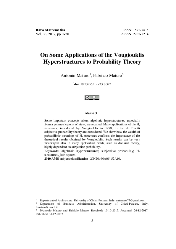 (PDF) On Some Applications of the Vougiouklis Hyperstructures to Probability Theory | Fabrizio ...