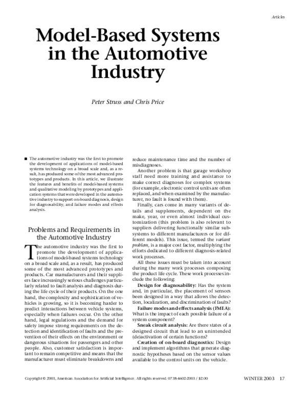 (PDF) Model-based systems in the automotive industry