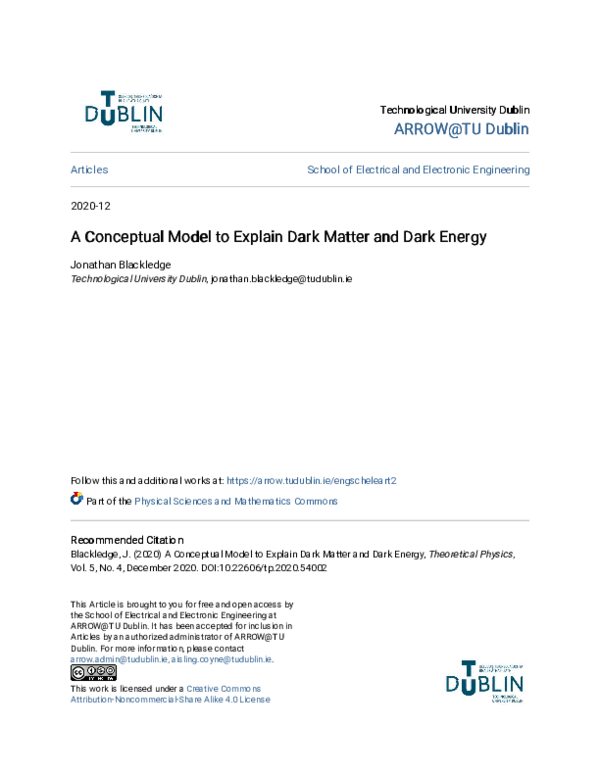 (PDF) A Conceptual Model to Explain Dark Matter and Dark Energy