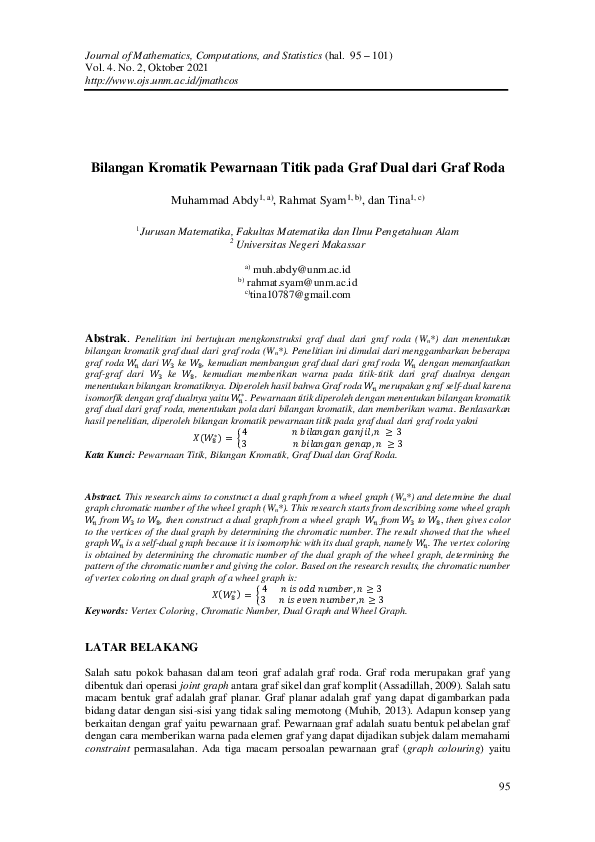 (PDF) Bilangan Kromatik Pewarnaan Titik pada Graf Dual dari Graf Roda