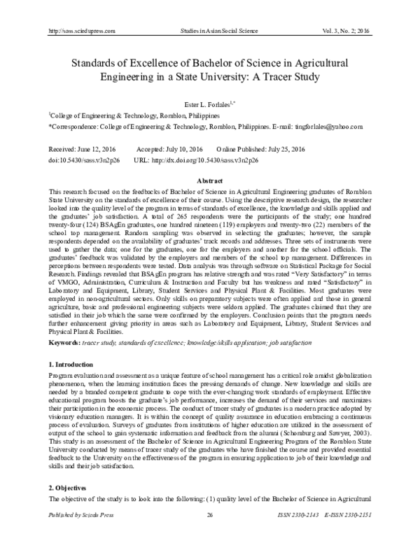 (PDF) Standards of Excellence of Bachelor of Science in Agricultural ...