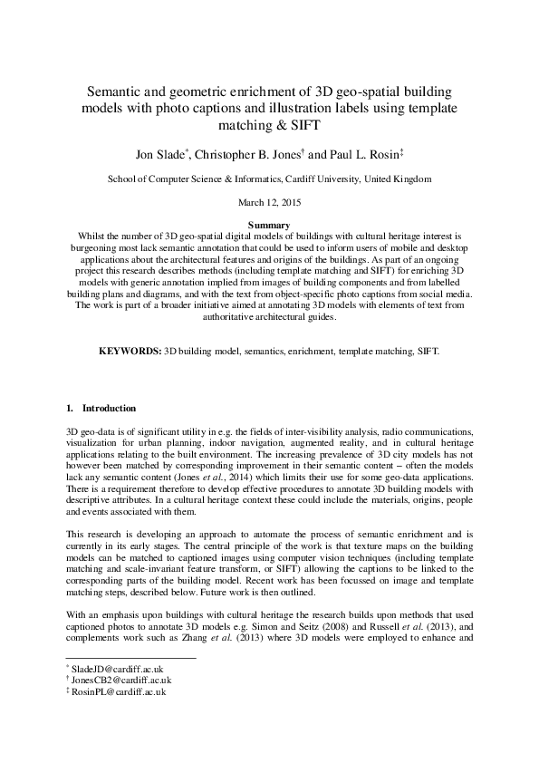 (PDF) Semantic and geometric enrichment of 3D geo-spatial building models with photo captions ...