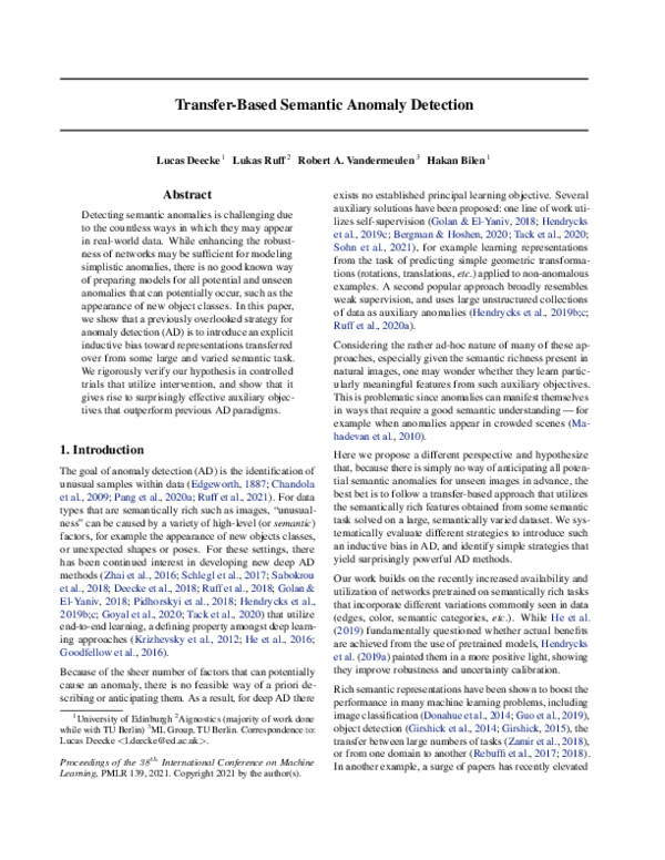 (PDF) Transfer-Based Semantic Anomaly Detection