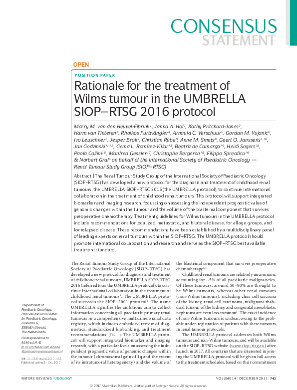 (PDF) Position paper: Rationale for the treatment of Wilms tumour in ...